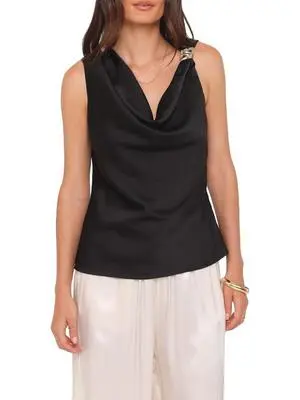 PETAL & PUP Serena Cowl Neck Sleeveless Top - Black