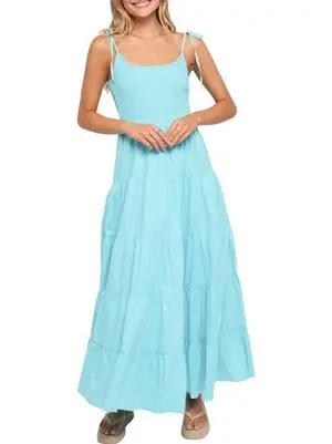 PETAL & PUP Delaware Smocked Tiered Maxi Dress - Blue