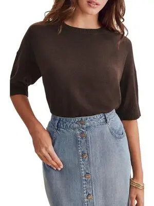 Splendid Georgie Short Sleeve Sweater - Java Brown