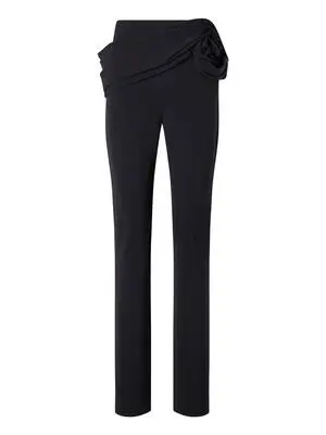 Carolina Herrera Gathered Wool-blend Twill Straight-leg Pants - Black