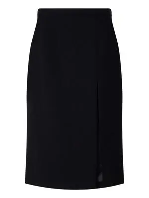 Dolce & Gabbana Wool Blend Midi Skirt With Front Slit - Black