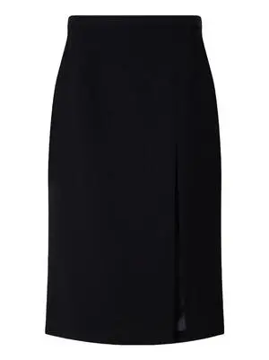 Dolce & Gabbana Wool Blend Midi Skirt With Front Slit - Black
