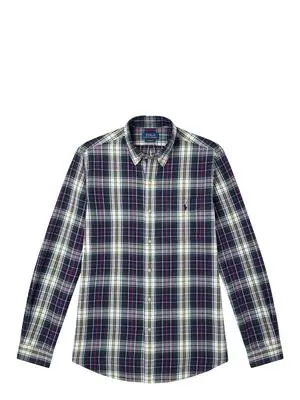 Polo Ralph Lauren Polo Ralph Lauren - Logo-Embroidered Checked Cotton Shirt - Men - Blue - M Blue