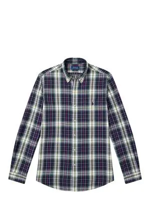Polo Ralph Lauren Polo Ralph Lauren - Logo-Embroidered Checked Cotton Shirt - Men - Blue - M Navy
