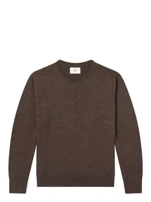 Folk Perforated Merino Wool Sweater - Brown