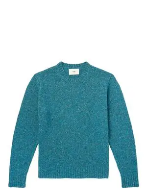 Folk Chain Mélange Wool-blend Crew Neck Sweater - Blue