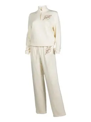 HOUSE OF LAINES LONDON Laines London Silk Soft Co-ord Set - White/brown