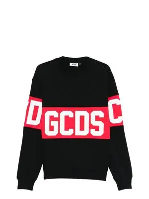 Gcds Crewneck Sweatshirt With Logo Detail - Black