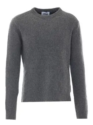 Alpha Studio Ribbed Crewneck Sweater - Grey