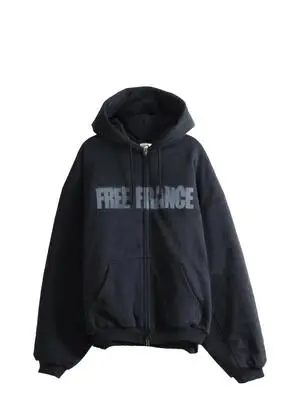 Vetements Graphic-print Zip-up Hoodie - Black