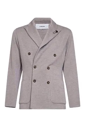LARDINI Long Sleeve Double Breasted Blazer - Gray