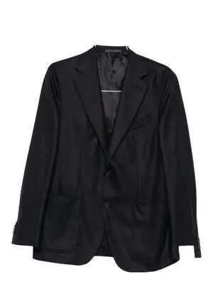Caruso Tailored Blazer With Notch Lapel And Patch Pockets - No