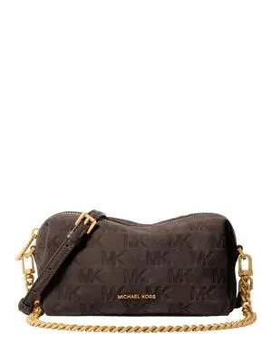 Michael Kors Bryant Small Logo Embossed Suede Convertible Crossbody Bag Brown