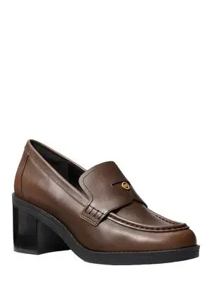 Michael Kors Jennings Burnished Leather Loafer Pump - Brown