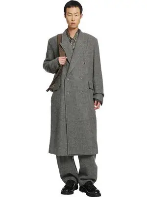 UMA WANG Riccardo Double Breasted Virgin Wool Coat - Grey