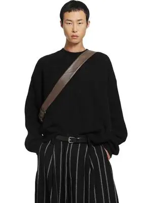 UMA WANG Raccoon Ribbed Knit Oversized Sweater - Black