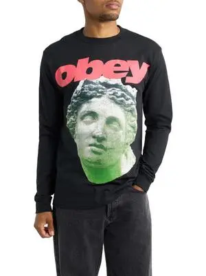 Obey Etruscan Graphic Cotton Long Sleeve T-shirt - Black