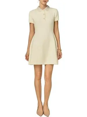 English Factory Beaded Collar Knit Fit And Flare Dress - Ivory