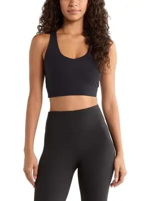 Zella Studio Luxe Essential Racerback Sports Bra - Black