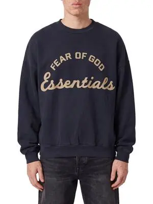 Fear Of God Cotton Crewneck Jumper With Dropped Shoulders And Logo Detail - Black