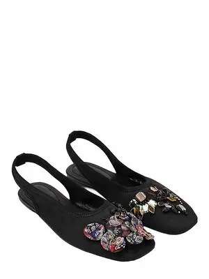 Dries Van Noten Embroidered Slingback Flats - Black