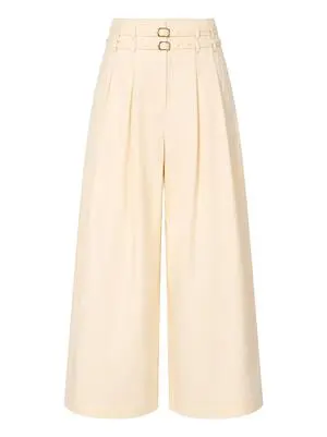 EXQUISE Exquise Belted High-Waisted Pleated Culotte Pants