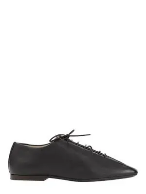 LEMAIRE Classic Leather Lace-up Flat Shoes - Brown