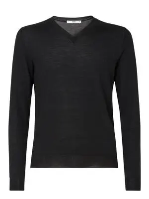 Fendi V-neck Lightweight Knit Long Sleeve Sweater - Black