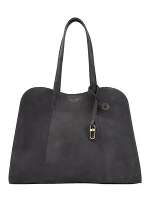 Giorgio Armani Giorgio Armani Women's Suede Calf Leather Shoulder Handbag With Structured Profile (W:41cm H:32cm D:15cm) Grey