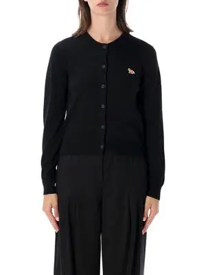 Maison Kitsuné MAISON KITSUNE Wool Button-Front Cardigan With Fox Patch Nero