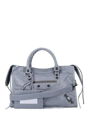 Balenciaga BALENCIAGA Mini Le City Handbag With Braided Handles & Brass Hardware Blue Grey