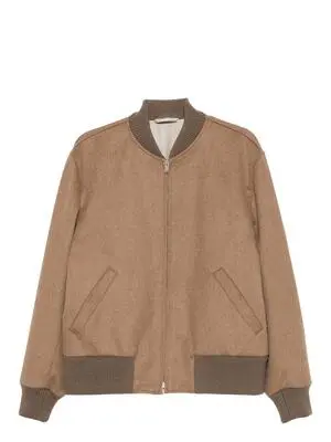LARDINI LARDINI Wool Varsity Jacket With Leather Logo Patch And Ribbed Trim