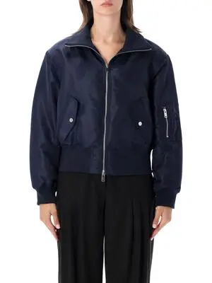 THE FRANKIE SHOP THE FRANKIE SHOP Cropped Bomber Jacket With Stand Collar Blu