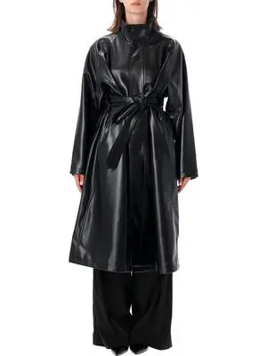 THE FRANKIE SHOP THE FRANKIE SHOP Oversized Faux Leather Trench Coat Nero