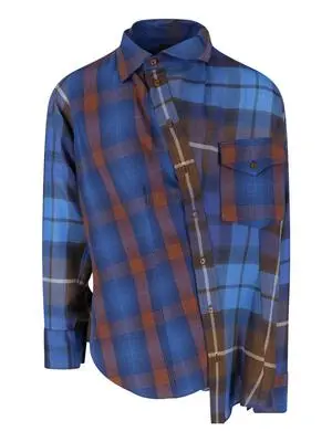 VIVIENNE WESTWOOD Asymmetric Plaid Long Sleeve Button-up Shirt - Multicolor