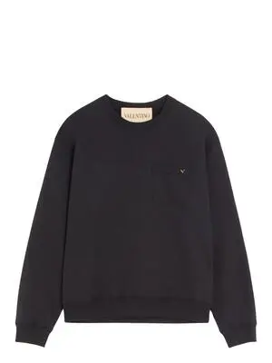 Valentino Garavani Crewneck Sweatshirt With Chest Pocket - Black