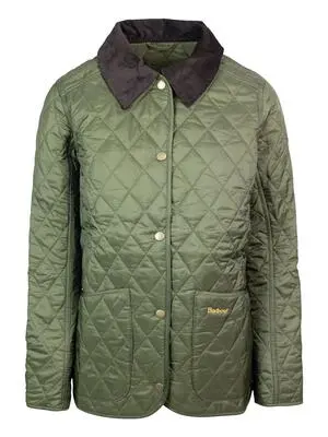 Barbour Quilted Jacket With Corduroy Collar - Olive
