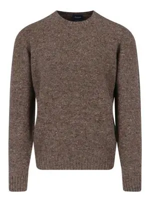 DRUMOHR Drumohr Crewneck Fine Knit Long Sleeve Sweater Brown