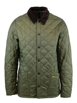 Barbour Quilted Jacket With Corduroy Collar - Olive