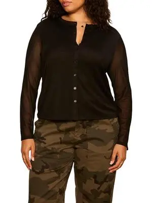 Sanctuary Mesh Long Sleeve Cardigan - Black
