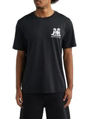 SANTO STUDIO Thugs Need Hugs Graphic Tech T-shirt - Black