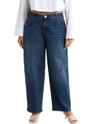 Wit & Wisdom High Waist Barrel Leg Jeans - Indigo