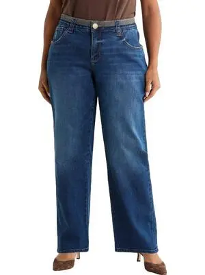 Wit & Wisdom Contrast Trim Straight Leg Jeans - Blue