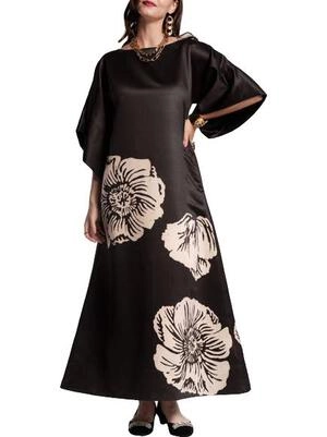 FRANCES VALENTINE Spinnaker Maxi Dress Carefree Chrysanthemum - Black/camel