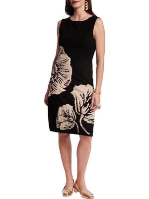 FRANCES VALENTINE Swan Shift Dress Carefree Chrysanthemum - Black/camel