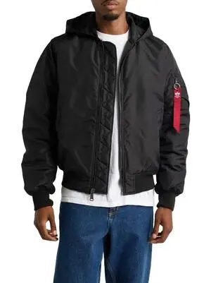 Alpha Industries Ma-1 Hood Relaxed Bomber Jacket - Black