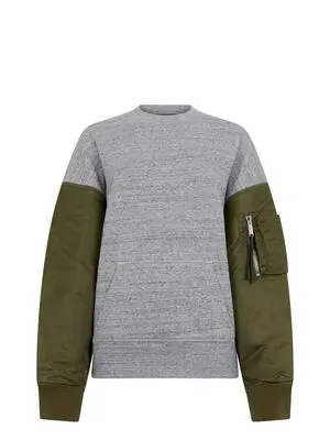 Dsquared2 Hybrid Melange Field Fit Crewneck With Nylon Sleeves - Grey