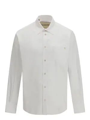 Valentino Garavani Light Cotton Oxford Shirt With Vgold - White