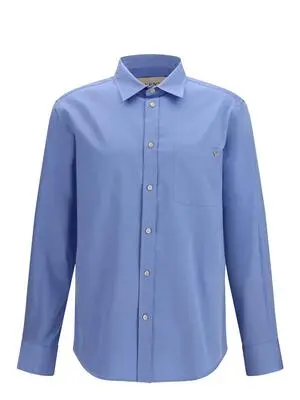 Valentino Garavani Lightweight Cotton Shirt With Vgold - Blue