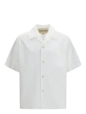 Valentino Garavani Cotton Poplin Bowling Shirt With Vgold - White